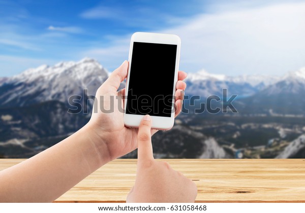 Hand Using Mobile Smartphone Vertical Position Stock Photo 631058468 ...