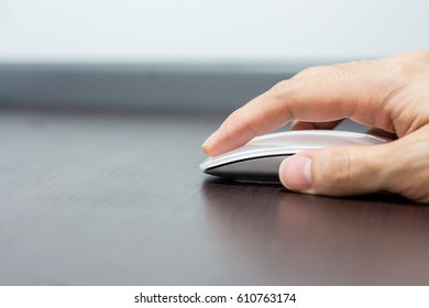 Hand Using Wireless Mouse On Wooden Stock Photo 610763174 | Shutterstock