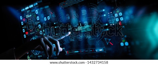 Hand Working Business Data Analytics Process Stock Photo 1432734158 ...