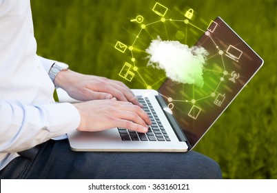 Hand Working Cloud Computing Diagram New Stock Photo 264475901 ...