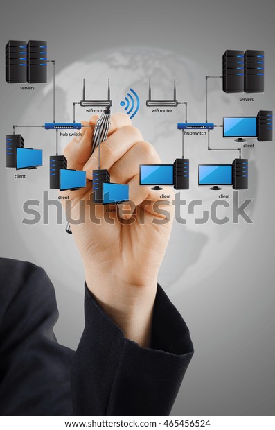 Hand Write Lan Network Diagram On Stock Photo 465456524 | Shutterstock