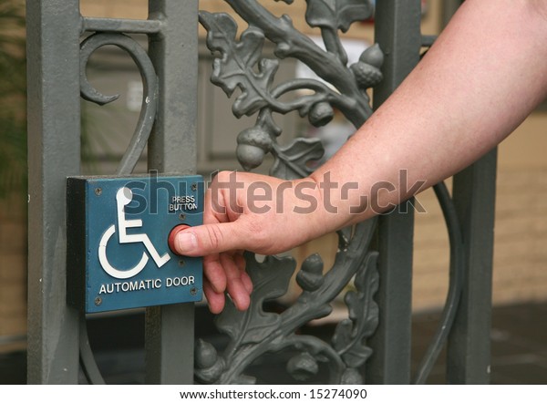 Handicap Access Automatic Door Button Being Stock Photo (Edit Now) 15274090