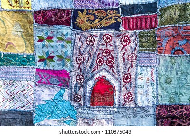 Handmade Patchwork Quilt India Background Stock Photo 110875043 ...