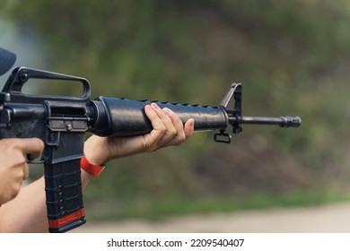 Hands Aiming Submachine Gun Firearms Training Stock Photo 2209540407 ...
