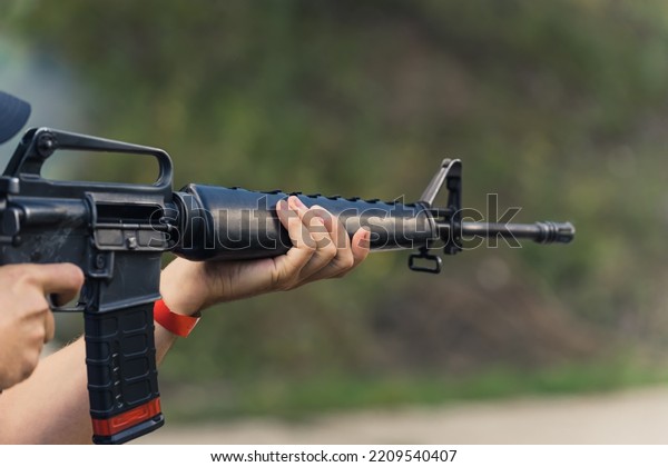 Hands Aiming Submachine Gun Firearms Training Stock Photo 2209540407 ...