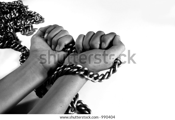Hands Bound Chains Stock Photo (Edit Now) 990404