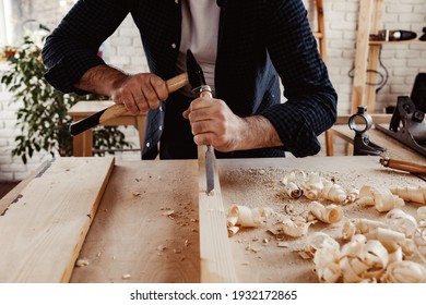 Hands Carpenter Working Chisel Hammer Stock Photo 1932172865 | Shutterstock