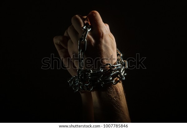 Hands Chained Chains Isolated On Black Stock Photo 1007785846 ...