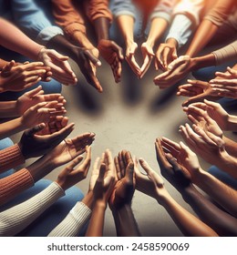 Diverse Group Hands Form Circle Around AI-generated image 2459429945 ...