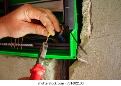 Hands Electrical Wiring Pulled Through Hole Stock Photo (Edit Now ...