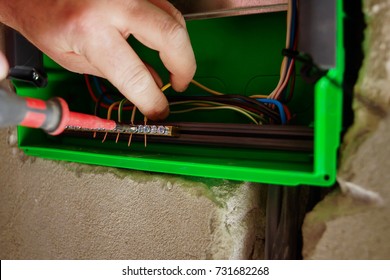 Hands Electrical Wiring Pulled Through Hole Stock Photo 731682268 ...