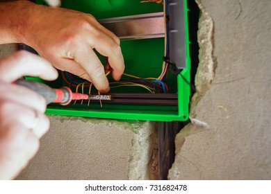 Hands Electrical Wiring Pulled Through Hole Stock Photo (Edit Now ...