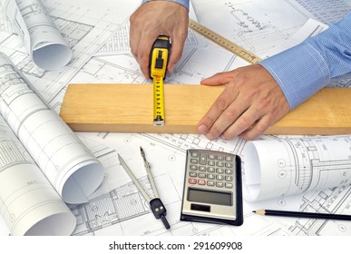 Hands Engineer Working Tool On Project Stock Photo (Edit Now) 291609908 ...