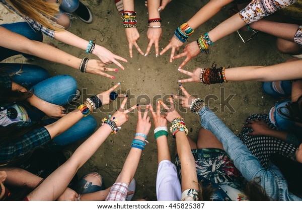 Hands Form Circle Stock Photo (Edit Now) 445825387