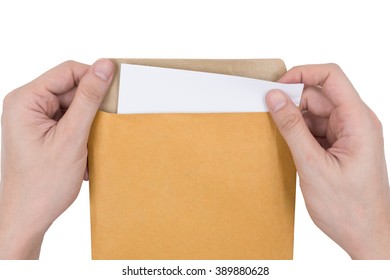 Hands Holding Envelope Document Isolated On Stock Photo (Edit Now ...