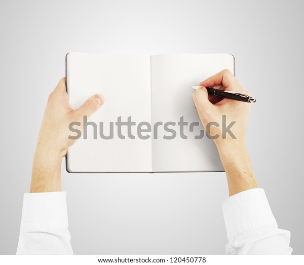 Hands Holding Notebook Drawing Stock Photo 120450778 | Shutterstock