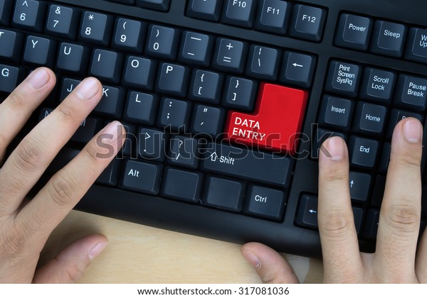 Hands On Computer Keyboard Data Entry Stock Photo (Edit Now) 317081036