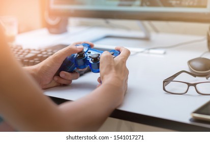 Hands On Controller Joystick Playing Video Stock Photo 1541017271 ...