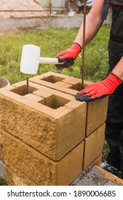 Hands Professional Bricklayer Gloves While Working Stock Photo (Edit ...