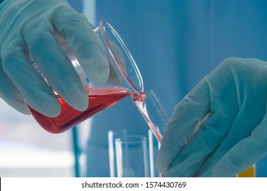 Hands Scientist Pouring Red Solution Beaker Stock Photo (Edit Now ...