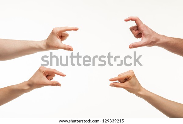 Hands Showing Different Sizes Small Big Stock Photo (Edit Now) 129339215
