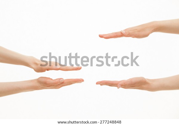 Hands Showing Different Sizes Small Big Stock Photo (Edit Now) 277248848