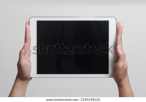 Hands Showing Tablet Tablet Wireless Touch Stock Photo 1290148120 ...