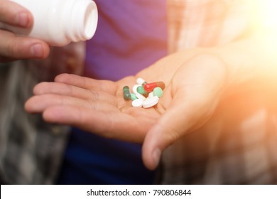 Hands Tablets Drinking Pill Bottle Medicines Stock Photo (Edit Now ...