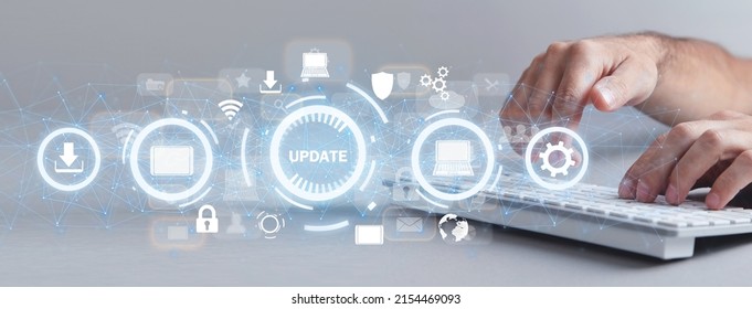 Hands Typing Computer Keyboard Installing Software Stock Photo ...