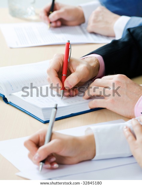 Hands Writing Notes Stock Photo (Edit Now) 32845180