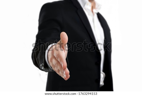 Handshake Front View Angle Isolated On Stock Photo 1763294153 ...