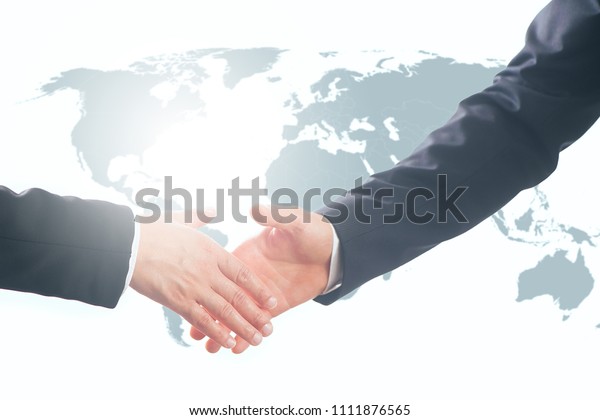 Handshake Map World Background Stock Photo 1111876565 | Shutterstock