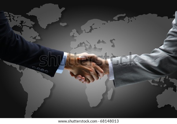 Handshake Map World Background Stock Photo (Edit Now) 68148013