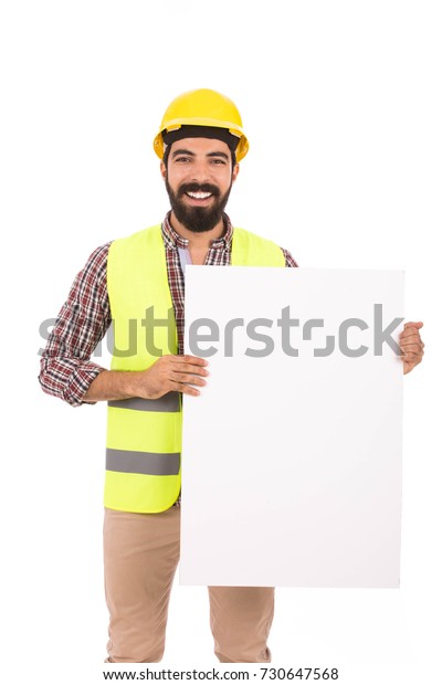Handsome Beard Young Engineer Smiling Holding Stock Photo 730647568 ...