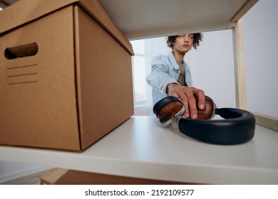 Handsome Guy Boxes Moving Sorting Things Stock Photo 2192109577 ...