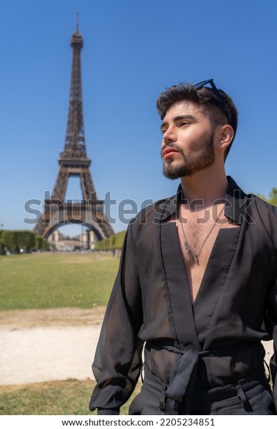 Handsome Guy Front Eiffel Tower Paris Stock Photo 2205234851 | Shutterstock