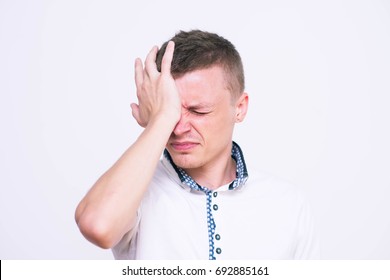 Handsome Man Forgot Something Do Isolated Stock Photo 692885161 ...