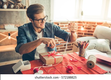 Handsome Romantic Guy Smiling While Making Stock Photo 572188825 ...