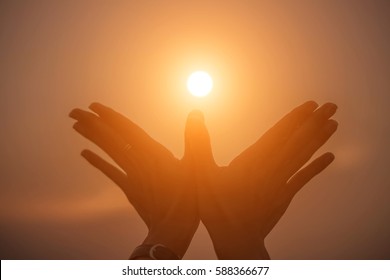 Hand Sun Element Design Stock Photo (Edit Now) 124629409