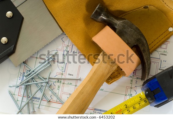 Handyman Construction Worker Items Including Leather Stock Photo ...
