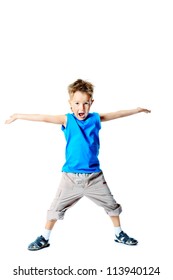 Happy Active Boy Posing Studio Isolated Stock Photo 113940124 ...