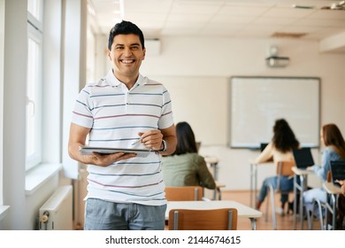 Happy Computer Science Professor Using Touchpad Stock Photo 2144674615 ...