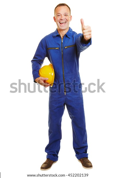 Happy Full Body Construction Worker Isolated Stock Photo 452202139 ...