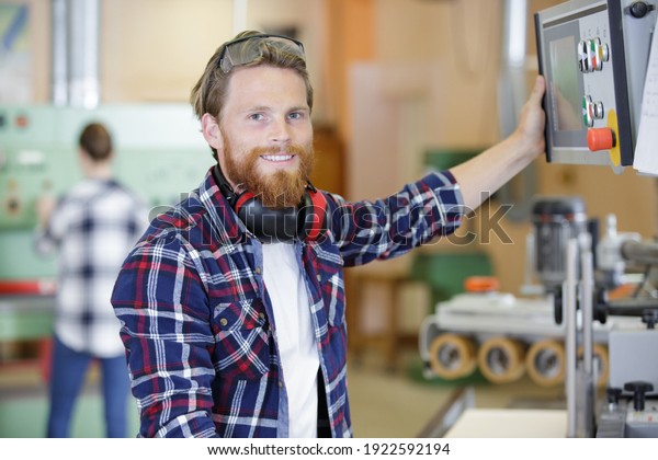 Happy Man Operating Machine Stock Photo 1922592194 | Shutterstock