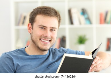 Happy Guy Reading Paper Book Sitting Stock Photo 744362152 | Shutterstock