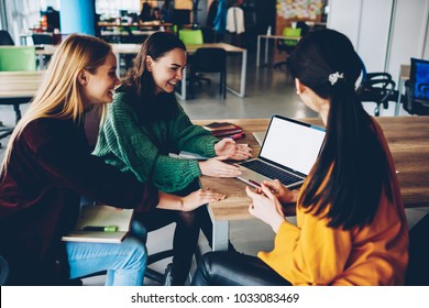 Happy Skilled Students Watching Tutorial Together Stock Photo ...