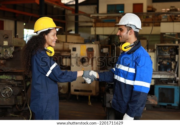 Happy Smiling Teamwork Technician Engineer Worker Stock Photo ...