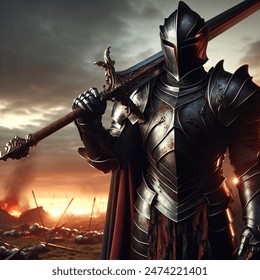 Knight Warrior War Back View Facing AI-generated image 2455965133 ...