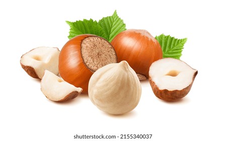 Hazelnut Nuts Peeled Nutshell Isolated On Stock Photo 2155340037 ...