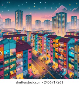 Singapore Public Housing Hdb Cute Cartoon AI-generated image 2428086887 ...